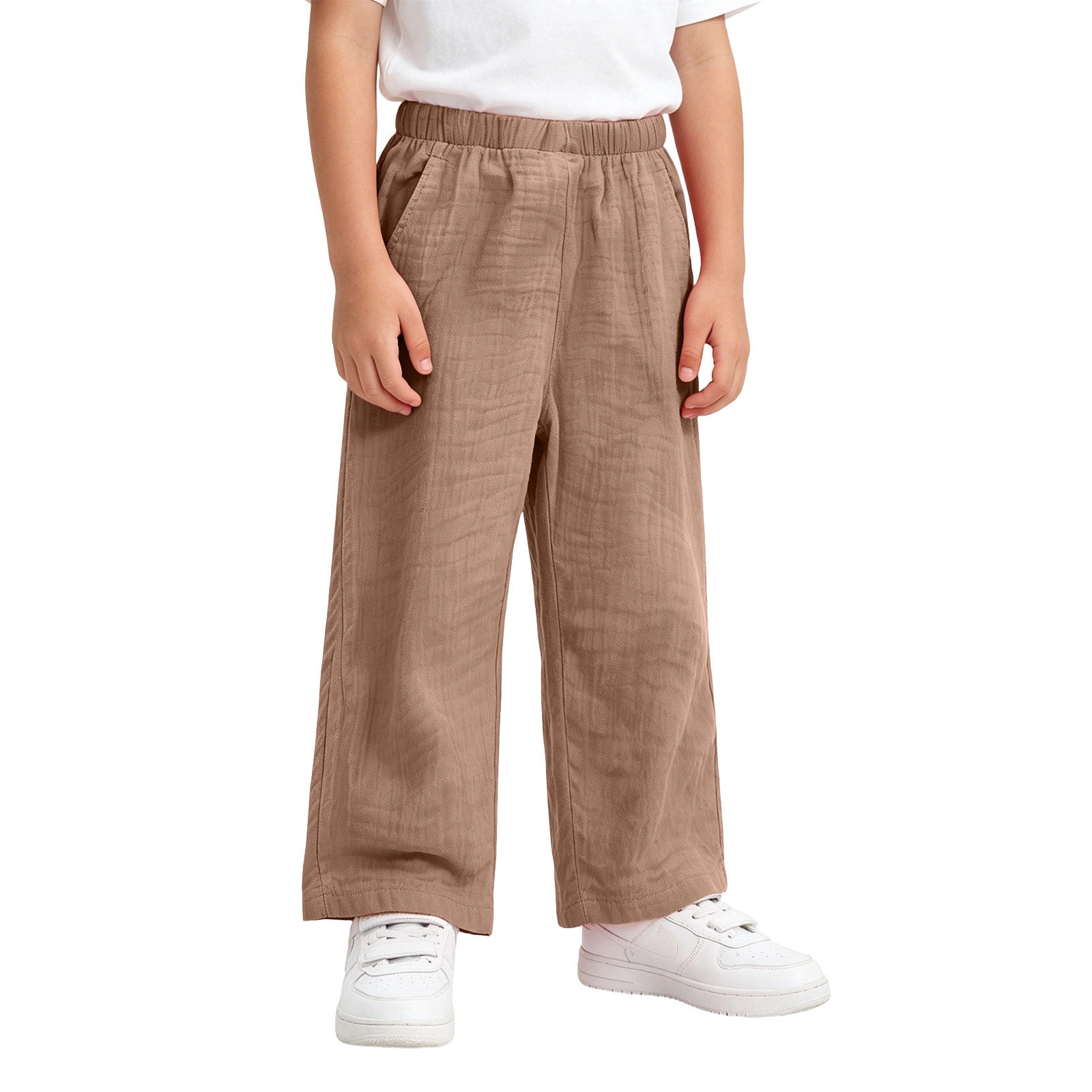 Kids Girls Boys Long Pants Baggy Elastic Waist Basic Trousers Casual ...