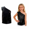 Kids Girls Boys One-Shoulder Vest Sleeveless Shimmering Metallic Tank ...