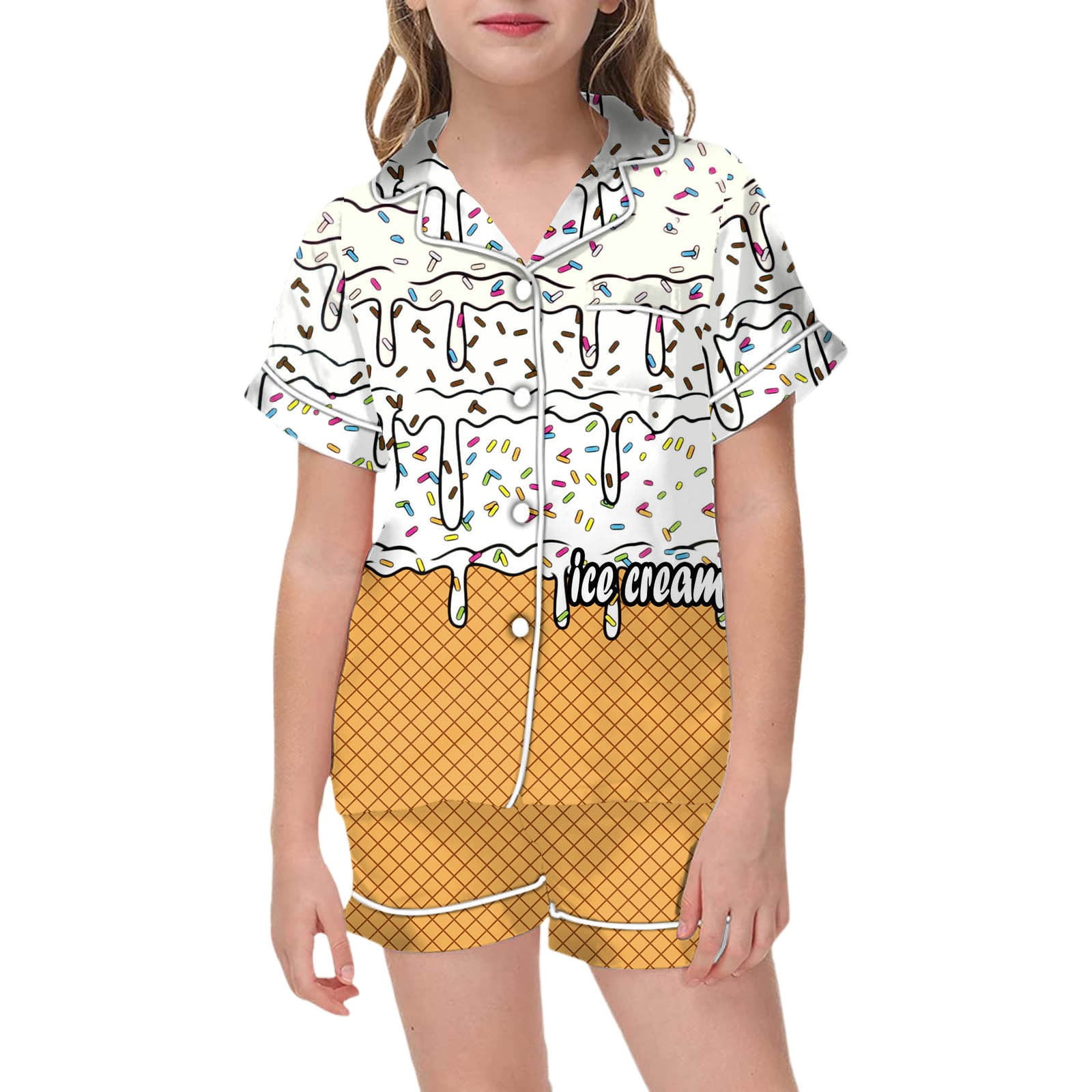Kids Girls Boys Sleepwear Pajama Sets Summer Short Sleeve With Shorts ...