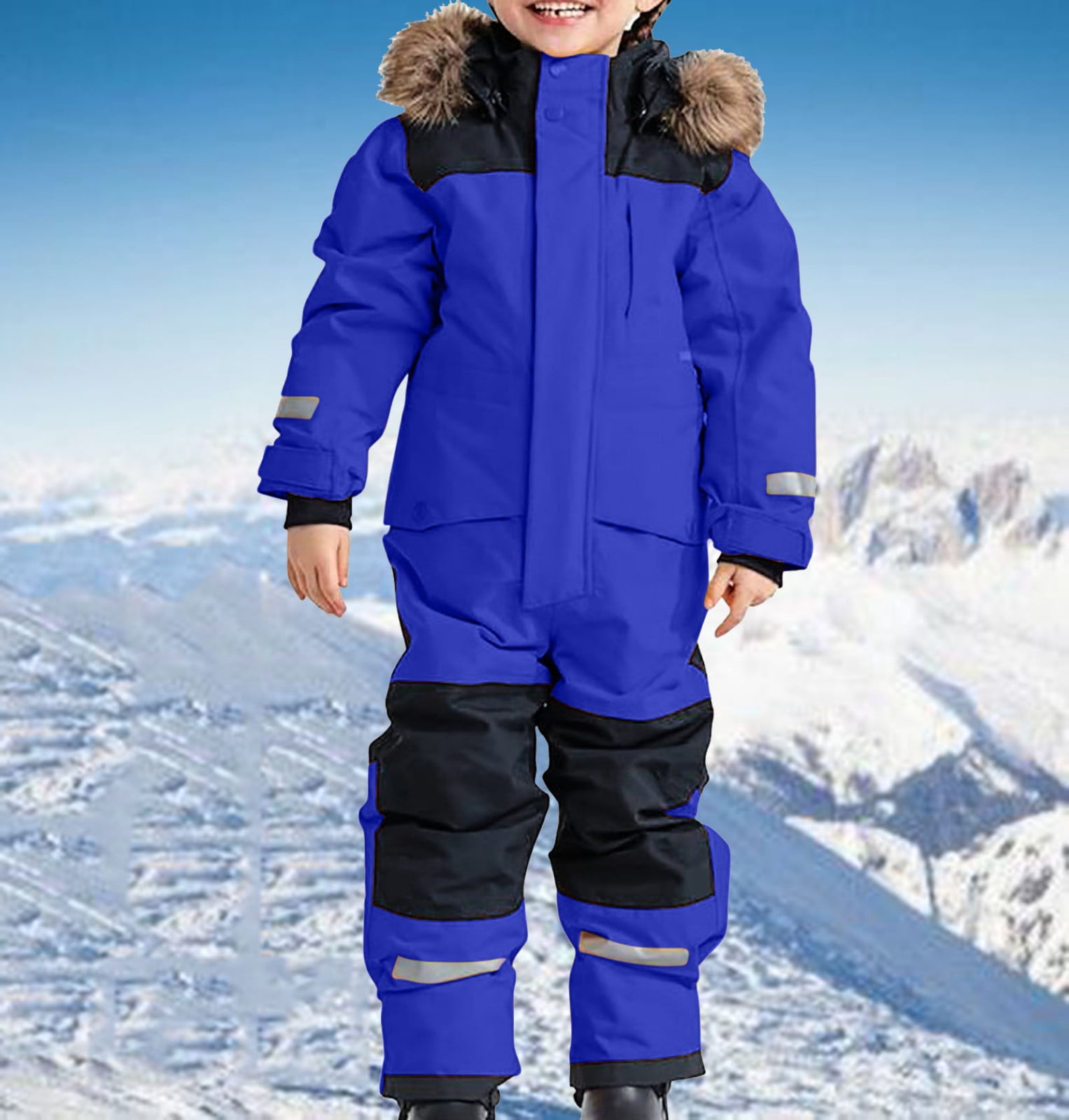 Kids Girls Boys Snowsuits Hooded Winter Outdoor Overalls Snowboarding Ski Suits Colorful ...