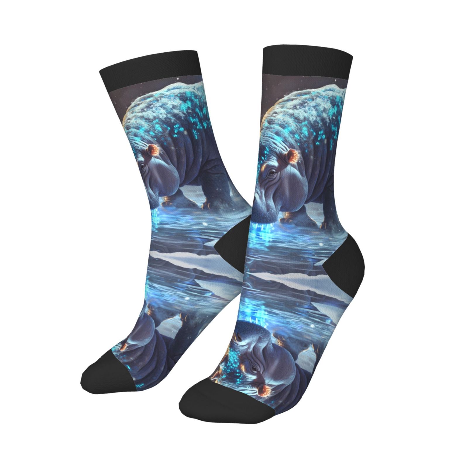 Kids Girls Boys Socks - Ice blue polka dot snow hippo Breathable ...