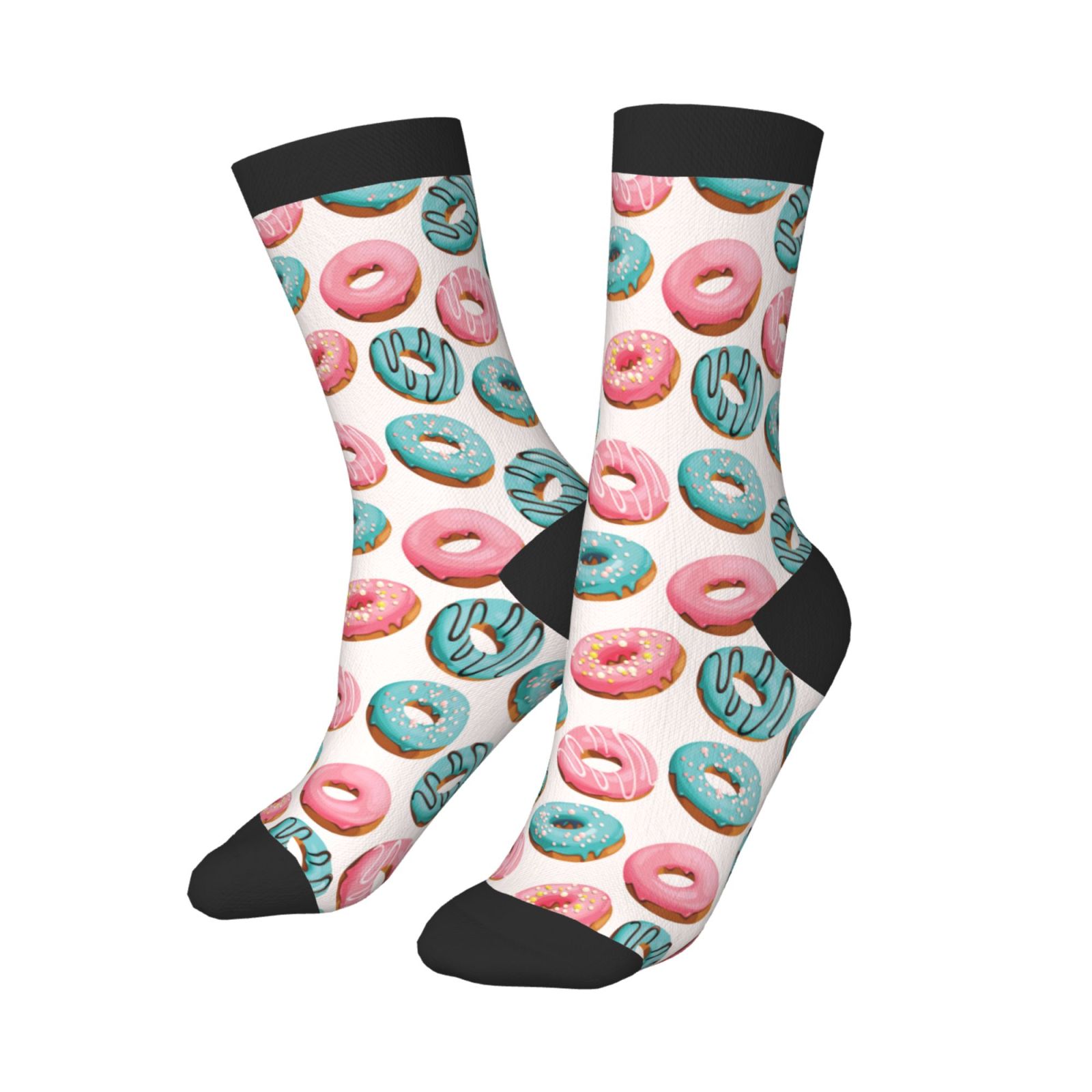 Kids Girls Boys Socks - Pink Blue Donut Print Breathable Athletic Crew ...