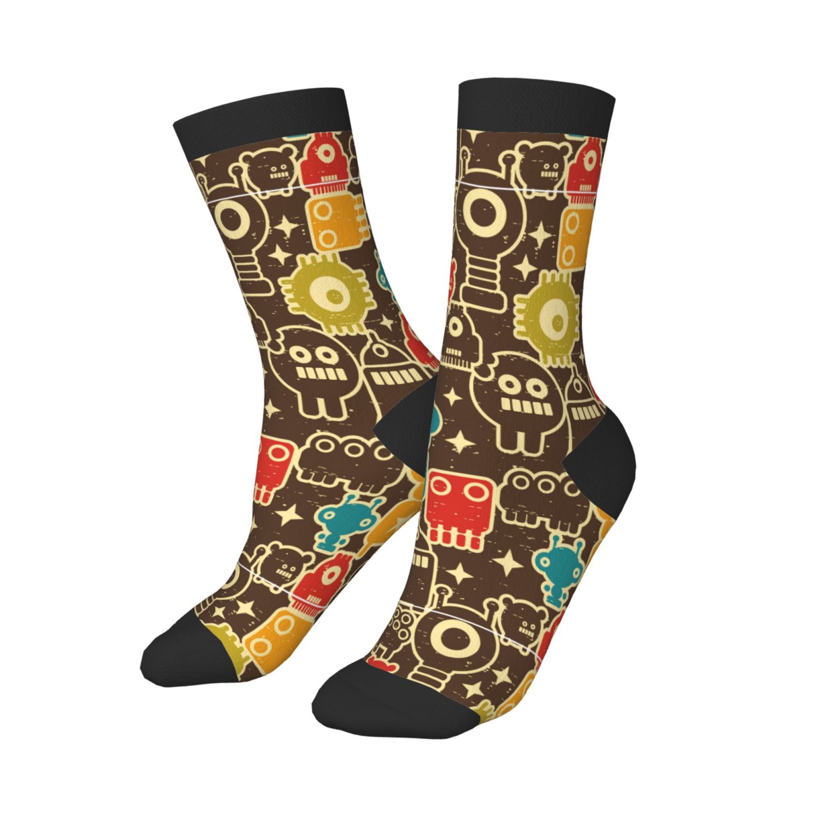 Kids Girls Boys Socks - Robot and Monsters Breathable Athletic Crew ...
