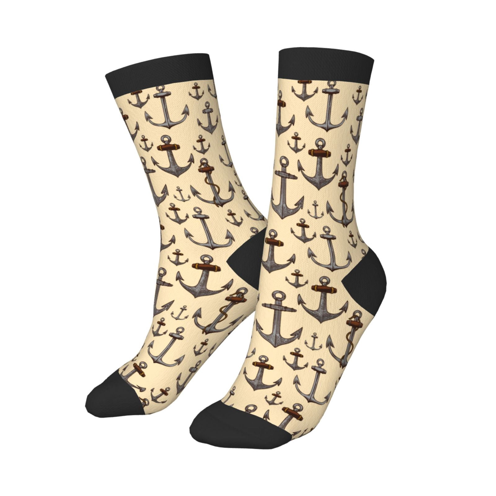 Kids Girls Boys Socks - vintage anchors yellow Comfort Breathable Crew ...