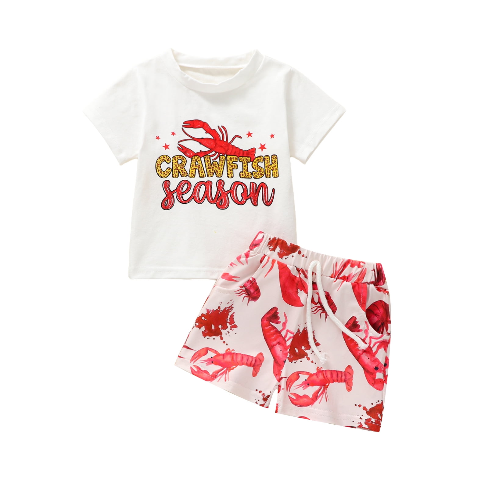 Kids Girls Boys Summer Clothes Outfits Letter Print Crew Neck Short ...