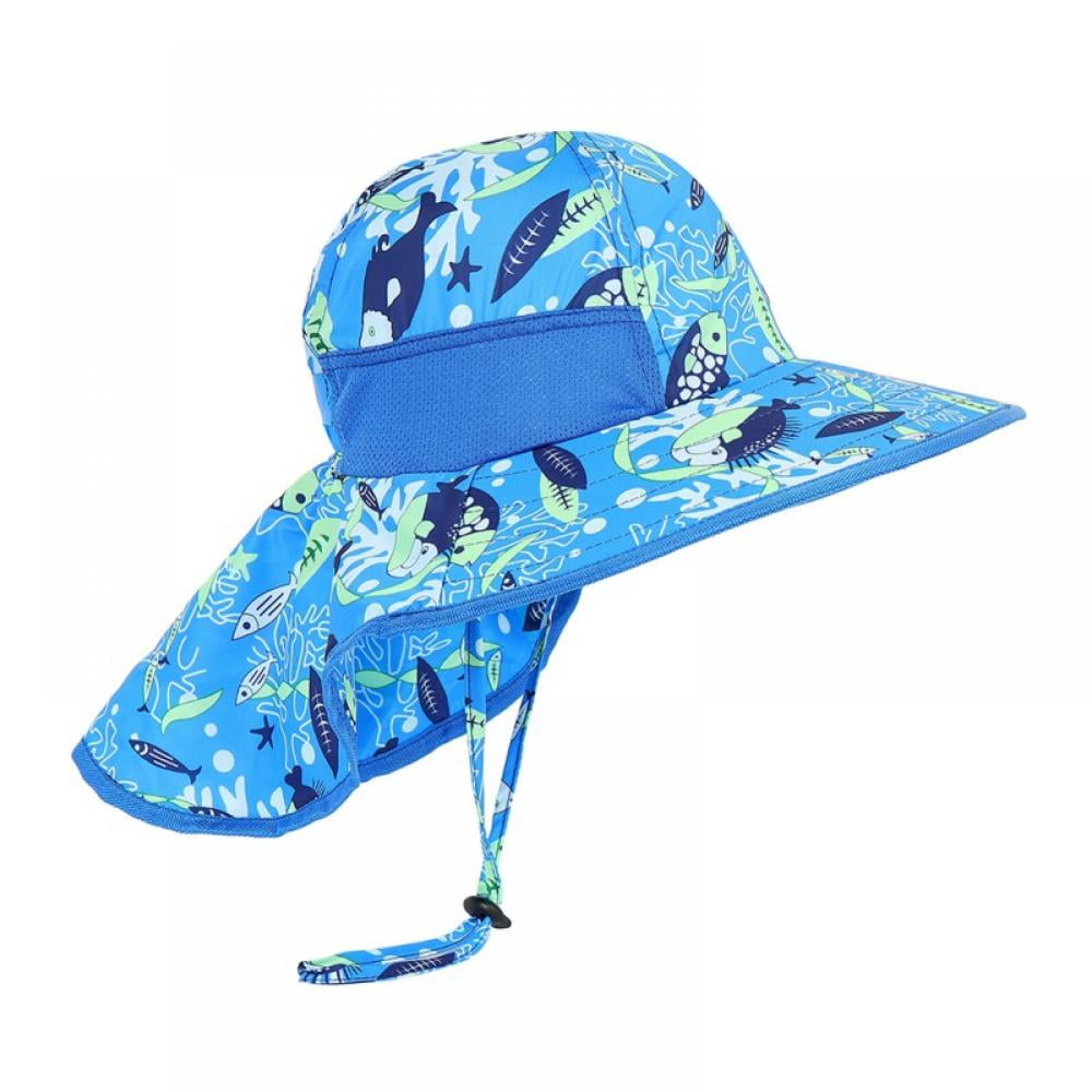 Kids Girls Boys Sun Hat Wide Brim UPF50+ Mesh Hats with Neck Flap ...