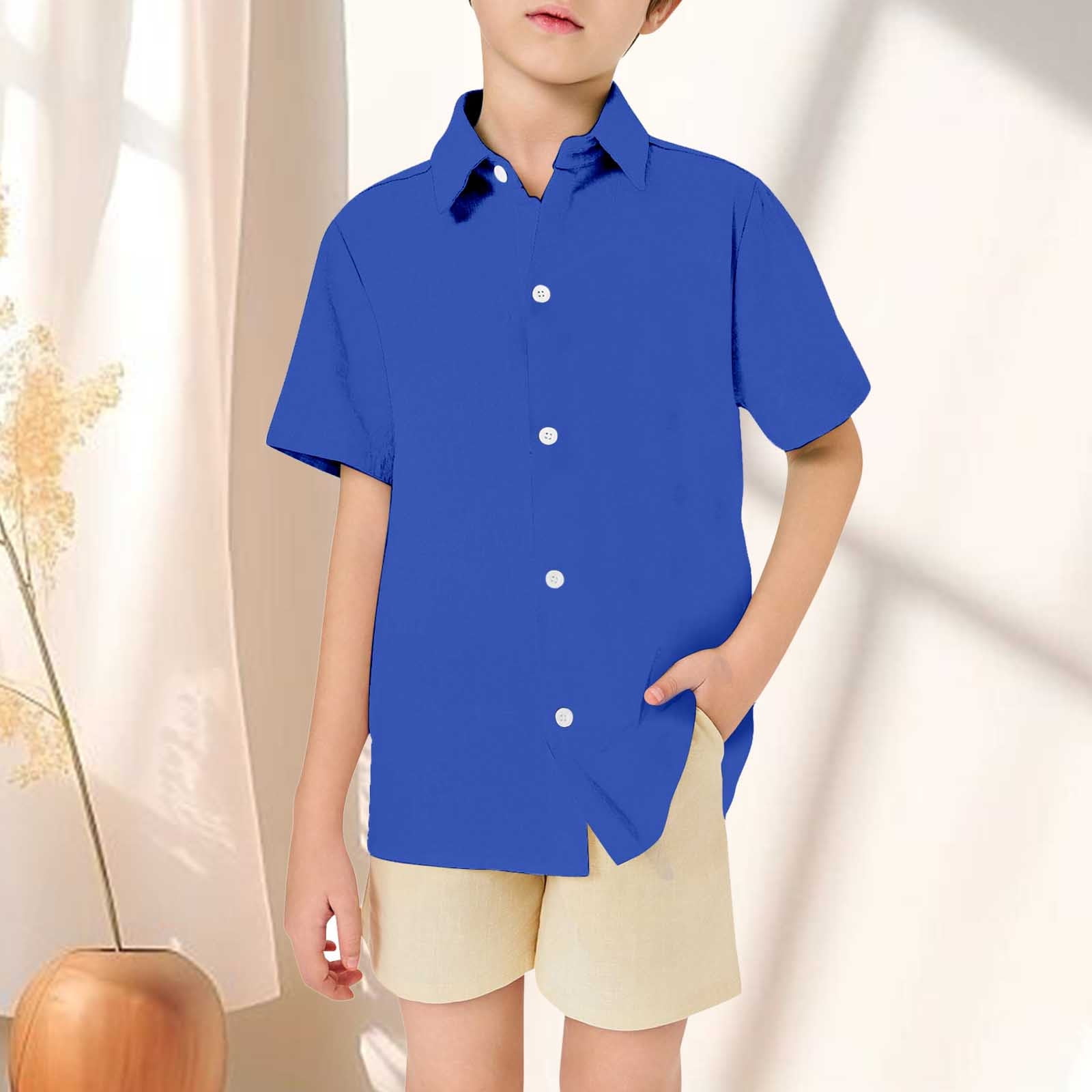 Kids Girls' Button Down Shirts Boys Formal Shirt Girls Blue Button Down ...