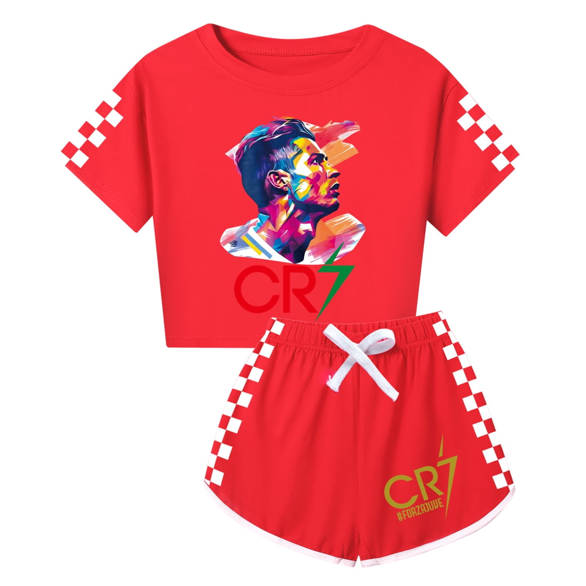 Kids Girls CR7 Cristiano Ronaldo Cartoon Graphic Printed Short Sleeve T ...