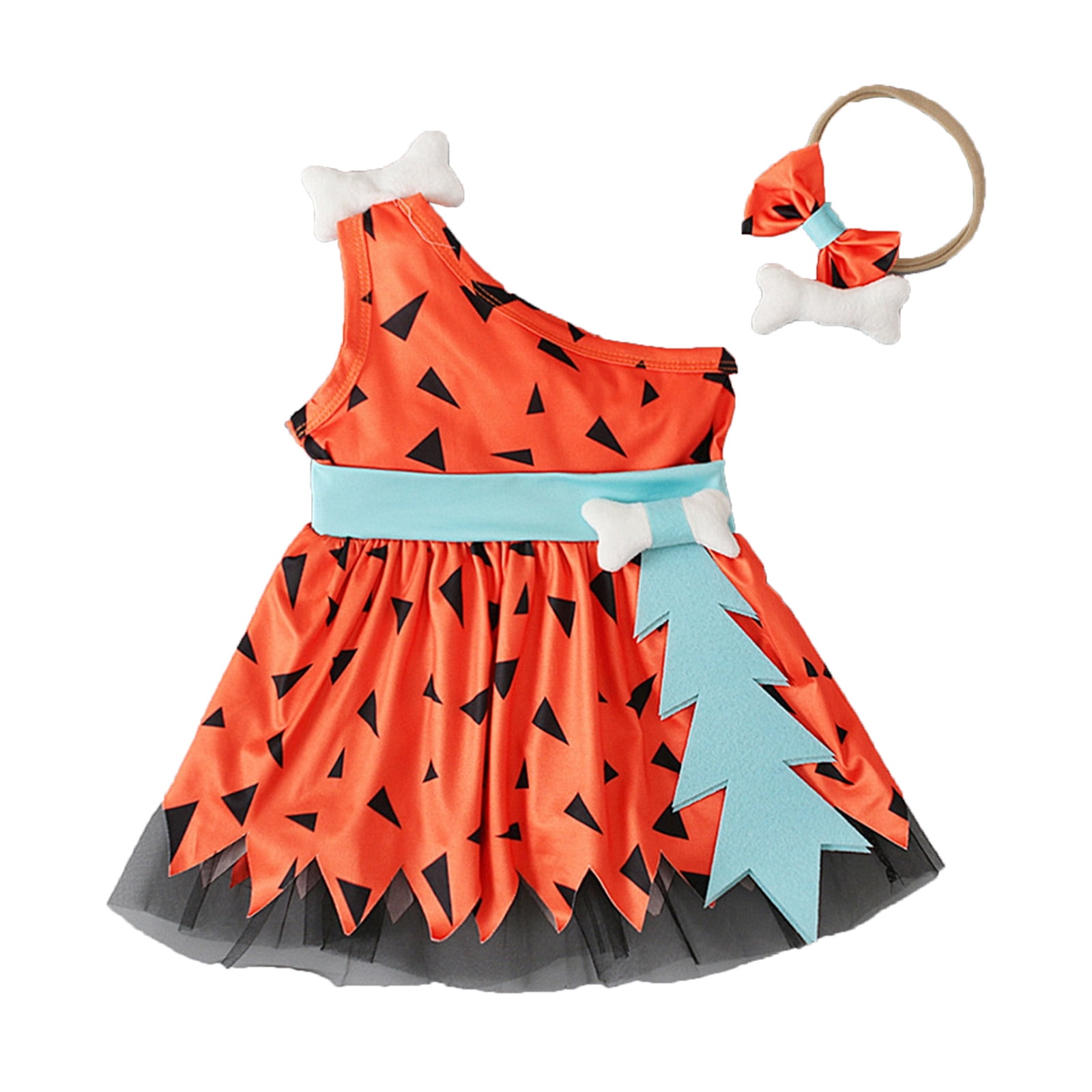 Kids Girls Caveman Costume Dog Bones Historical Stone Age Birthday ...