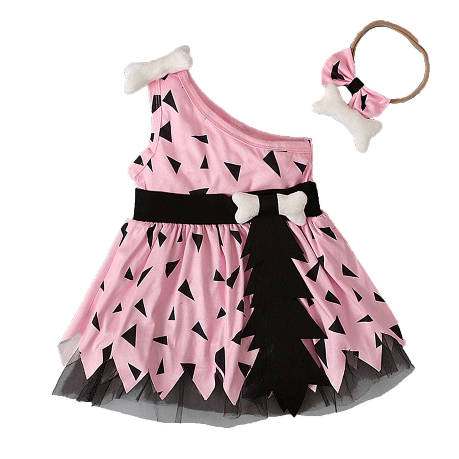 Kids Girls Caveman Costume Dog Bones Historical Stone Age Cavegirl Mesh ...