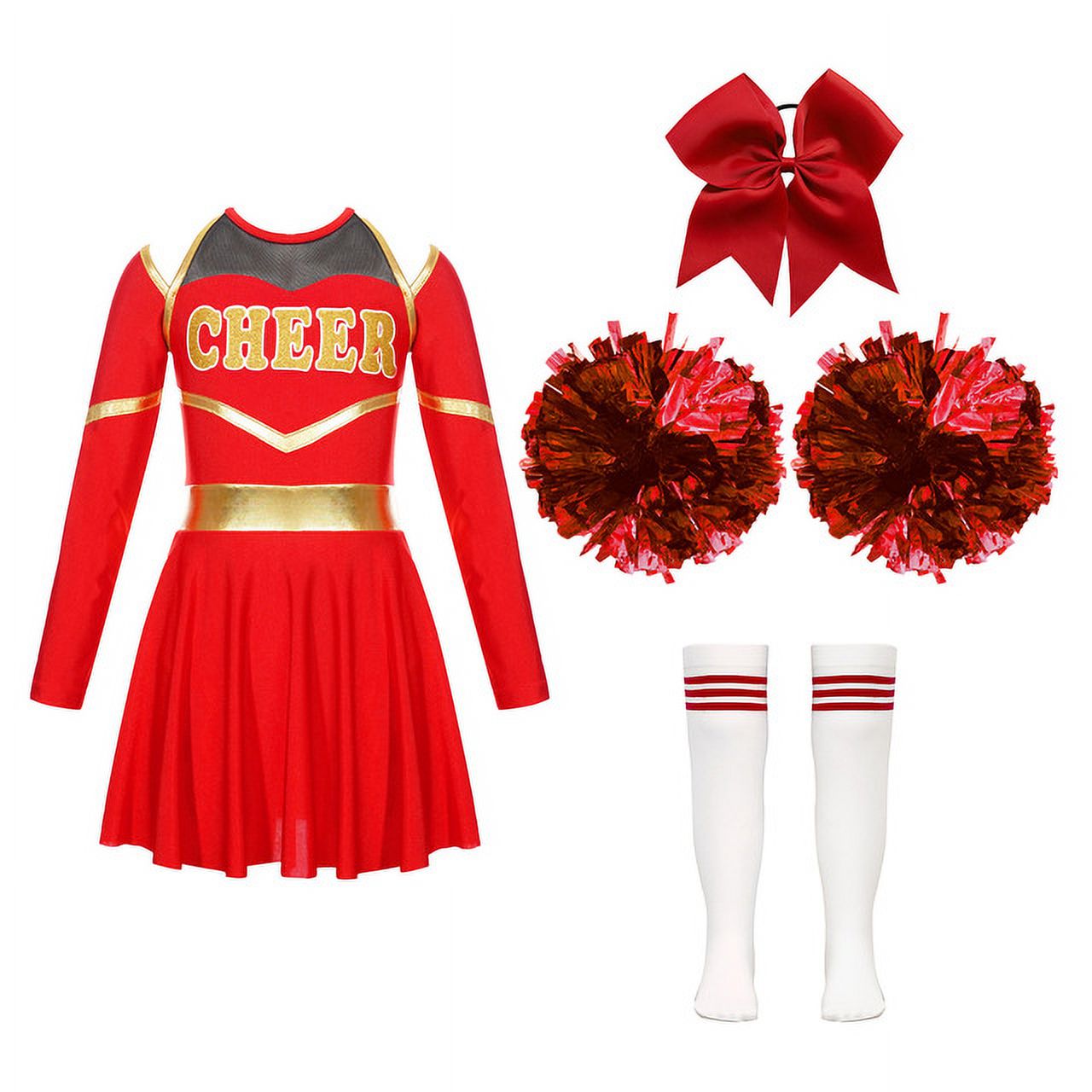 Kids Girls Cheerleading Costume Halloween Party Schoolgirl Cheerleader ...