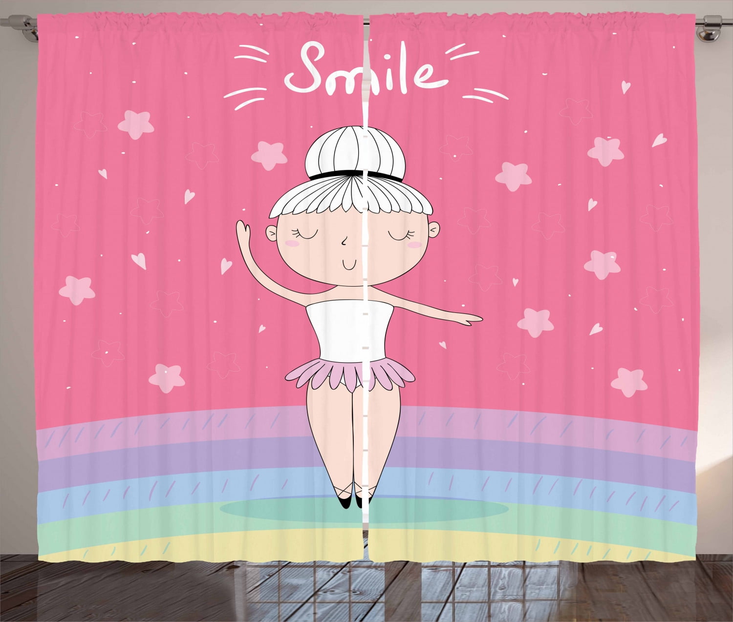 Ambesonne Retro Curtains 2 Panel Set, Pique Turn Ballet, 108" x 108 ...