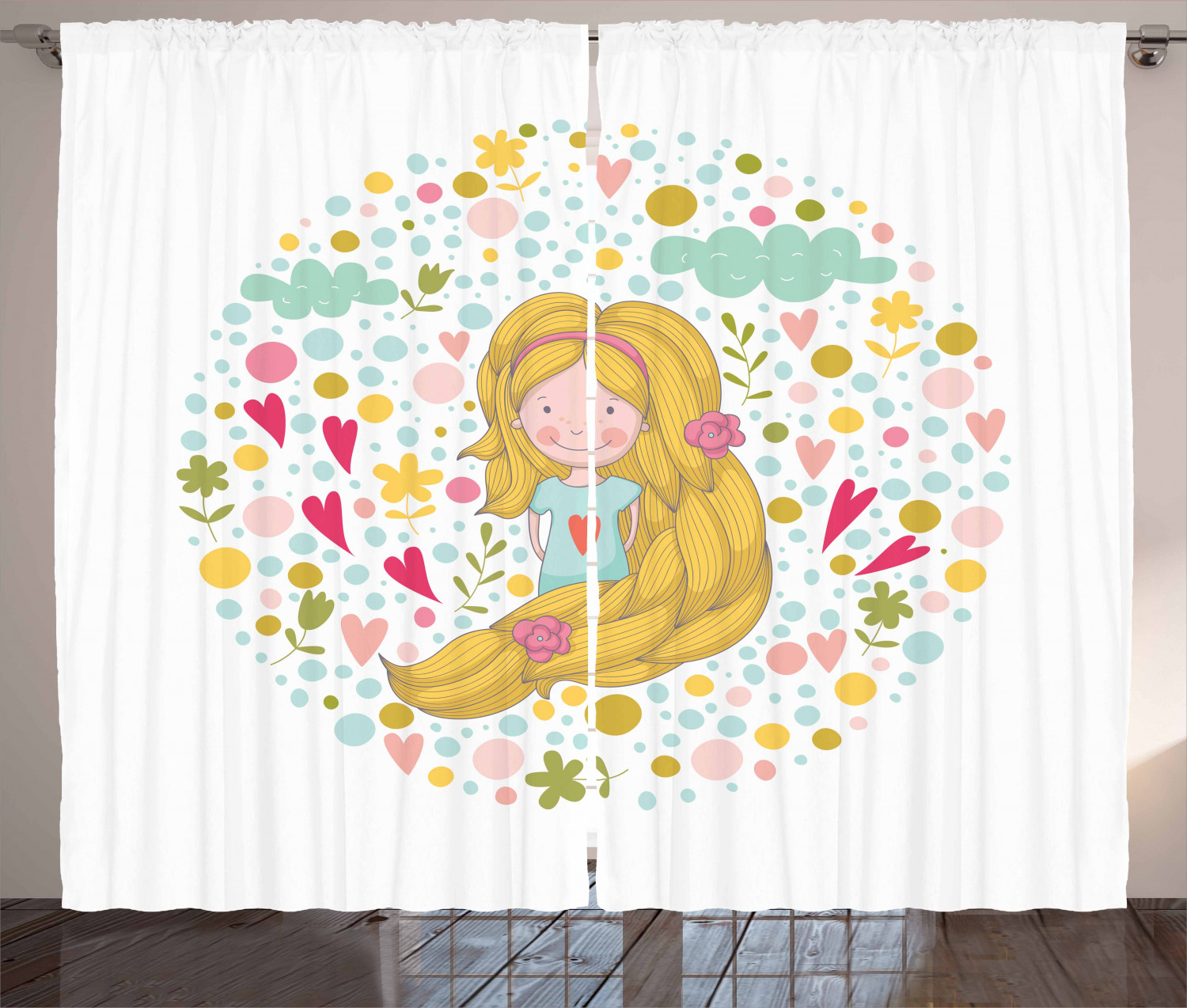 Ambesonne Nature Curtains 2 Panel Set, Cheerful Spring, 108" x 90 ...