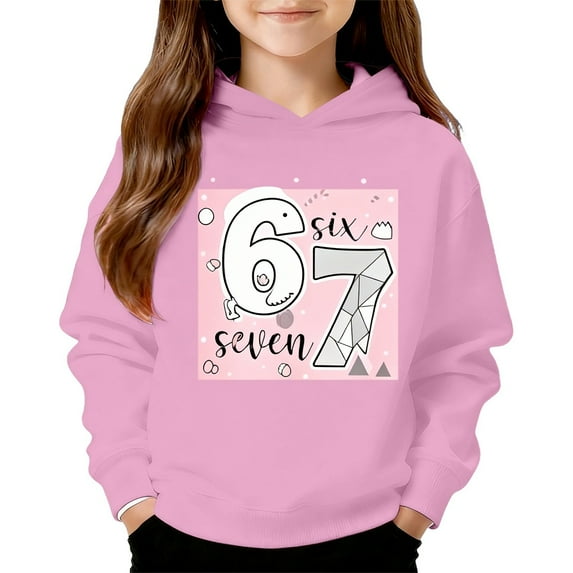 Kids Girls Cute 67 Hoodies Graphic Print Sweatshirts Long Sleeve Crew ...