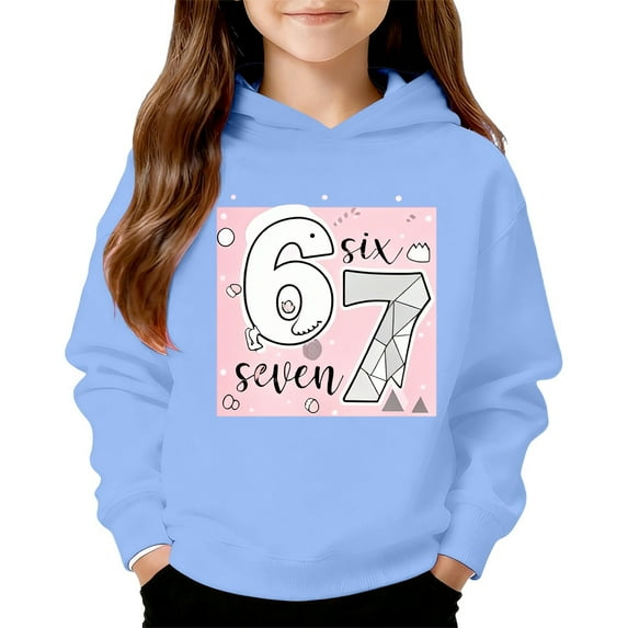 Kids Girls Cute 67 Hoodies Rap Graphic Print Sweatshirts Long Sleeve ...