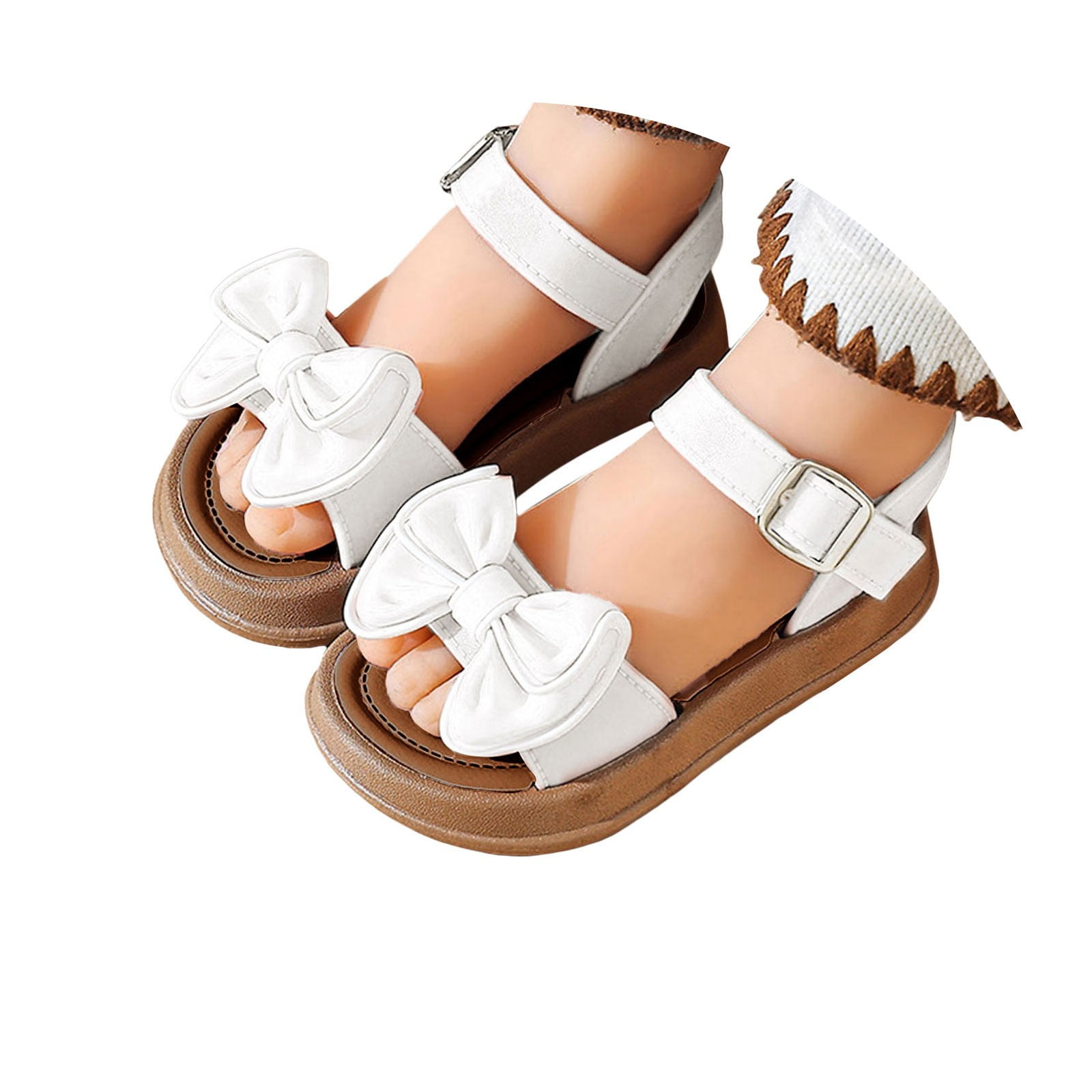 Kids Girls Dress Sandals Open Toe Cute Bow Tie Slip-on Slipper Baby ...