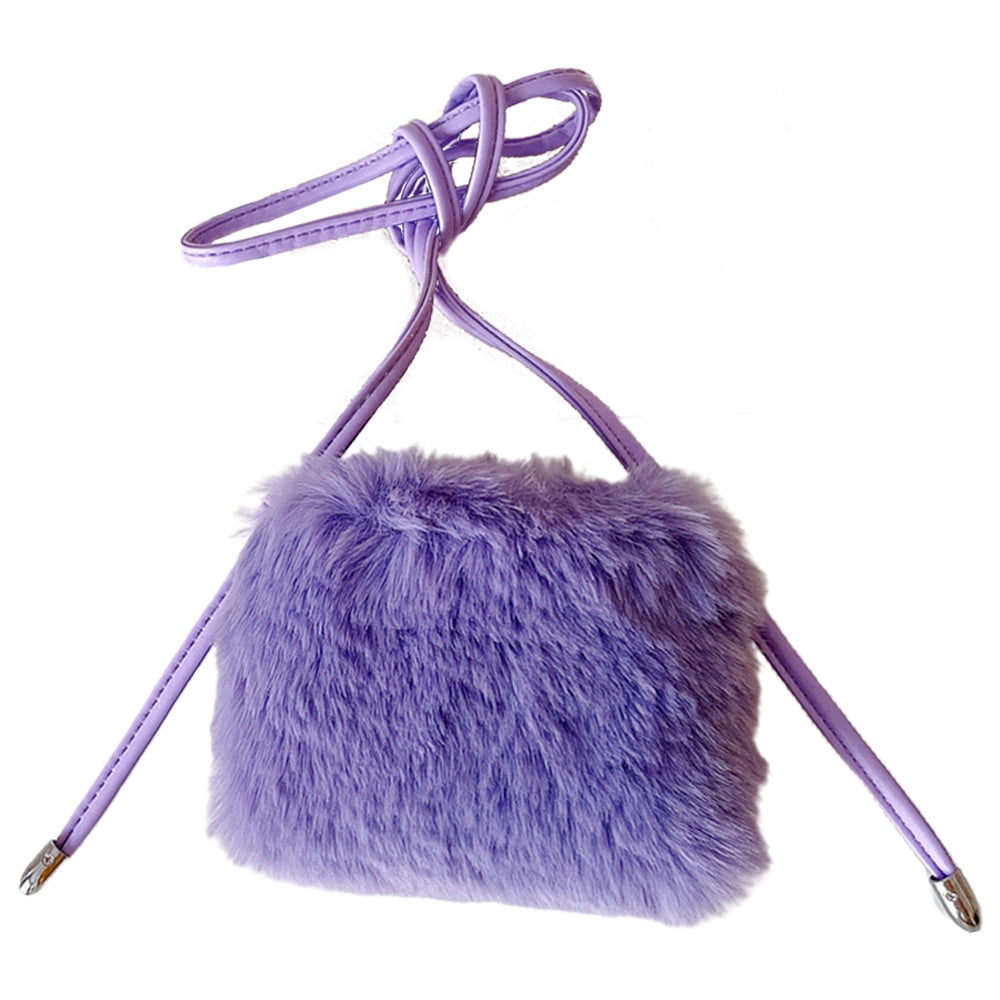 Kids Girls Fluffy Cross body Purse Fuzzy Bag Plush Bag - Walmart.com