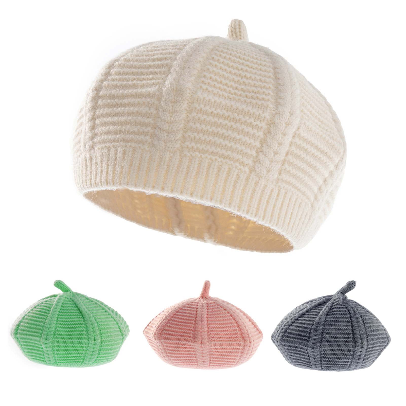 Kids Girls French Beret Hat Artist Hat Solid Warm Beanie Cap Winter ...