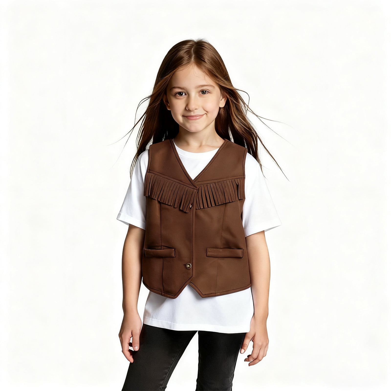 Kids Girls Fringe Vest Suede Vest Tassel Sleeveless 60s 70s Hippie ...