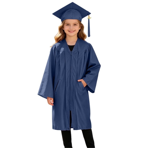 Kids Girls Graduation Gown and Cap with Doctoral Robe and Pockets for ...