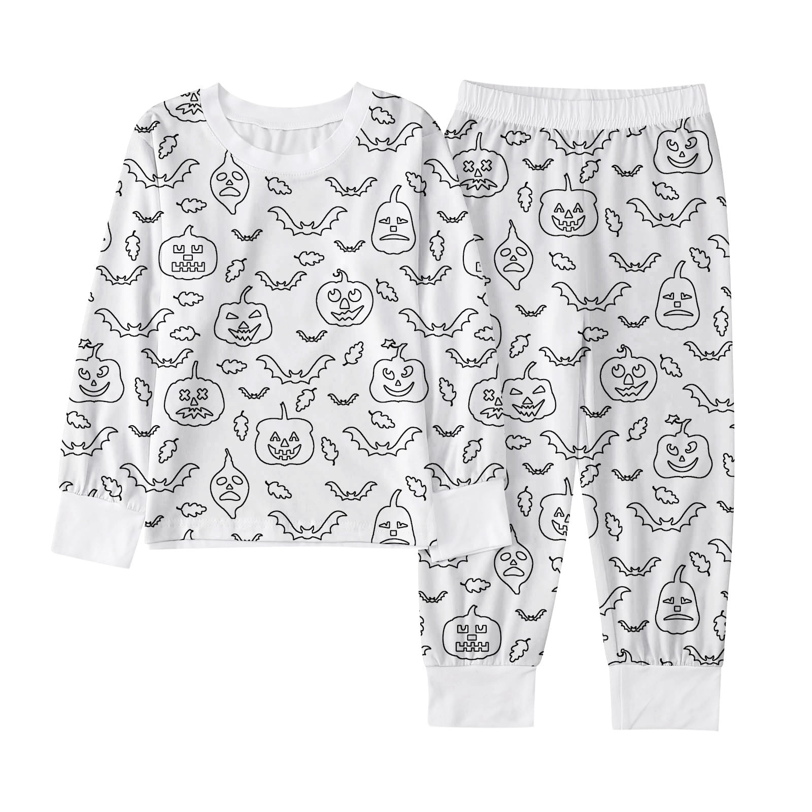 Kids Girls Halloween Pajamas Set Color Your Own Long Sleeve 2 Piece ...