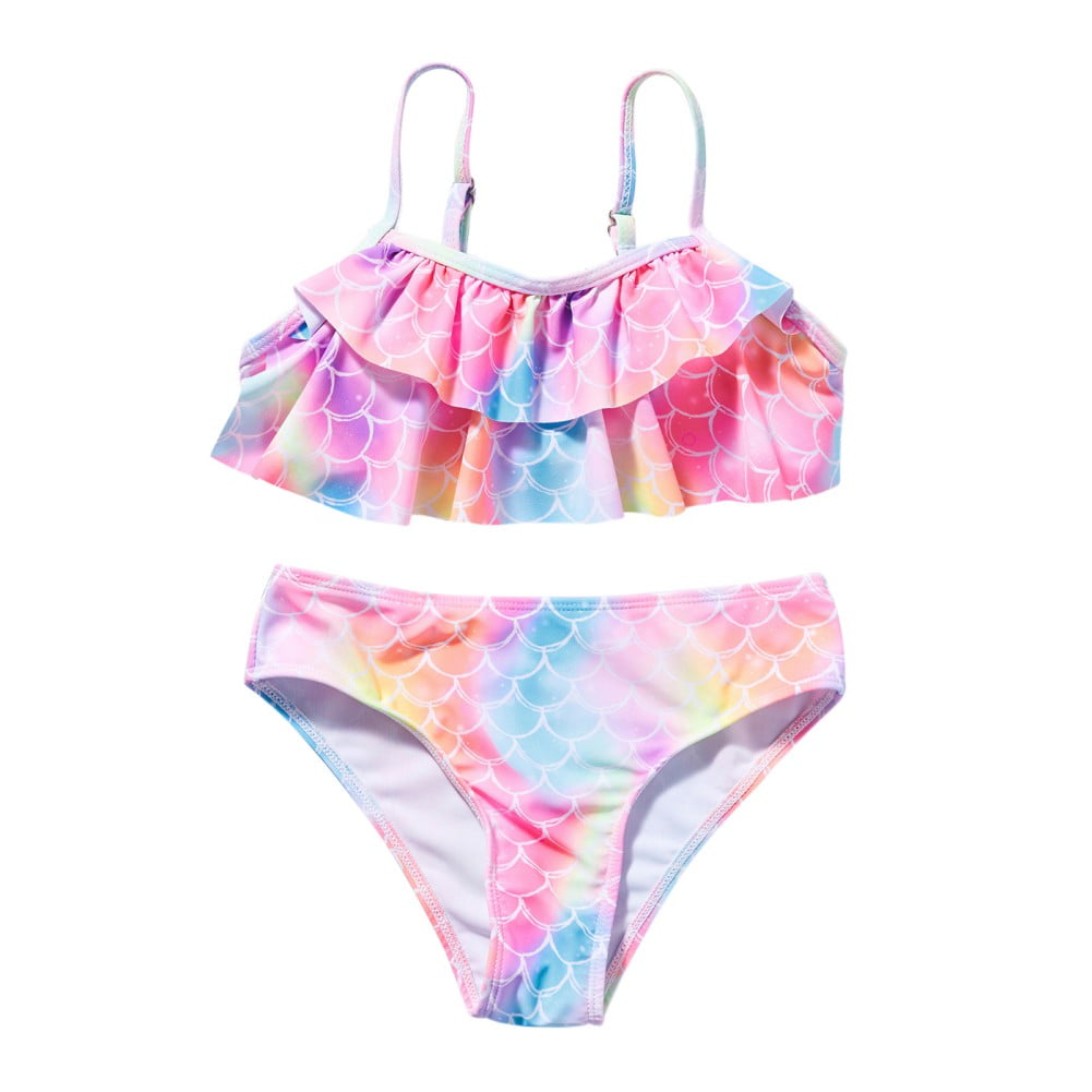 Kids Girls Mermaid Swimsuits Girls Bikini Set Two Piece Bathing Suits ...
