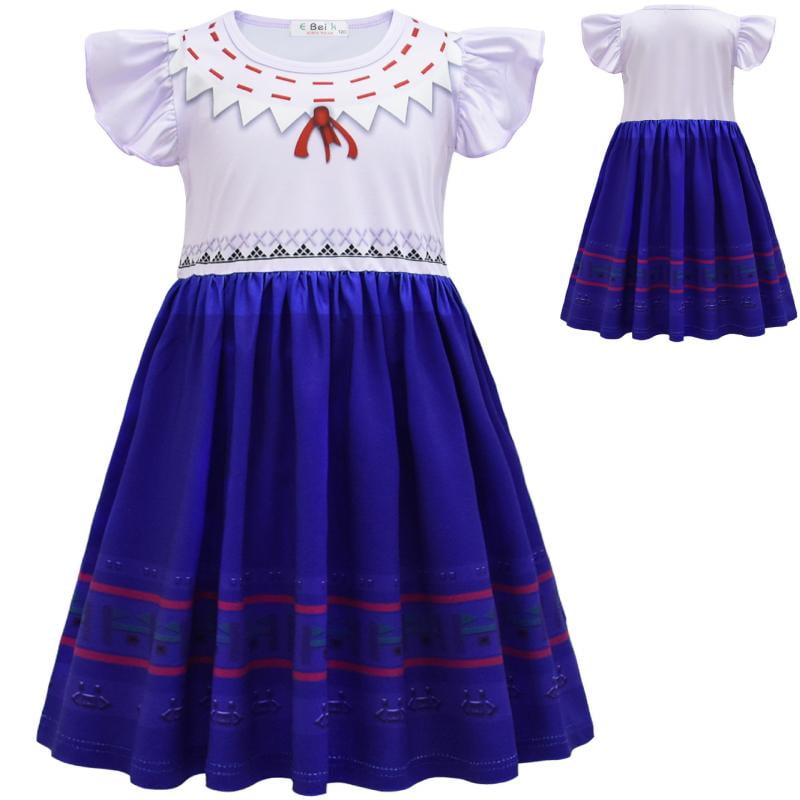 Kids Girls Mirabel Dress Short Sleeve Cosplay Halloween Cosplay Fancy ...