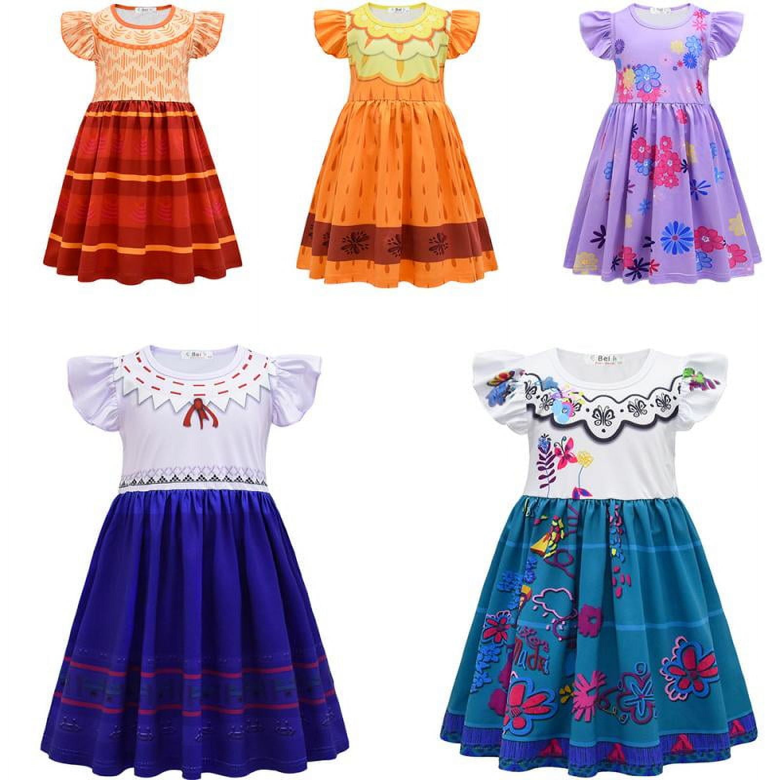 Kids Girls Mirabel Dress Short Sleeve Cosplay Halloween Cosplay Fancy ...