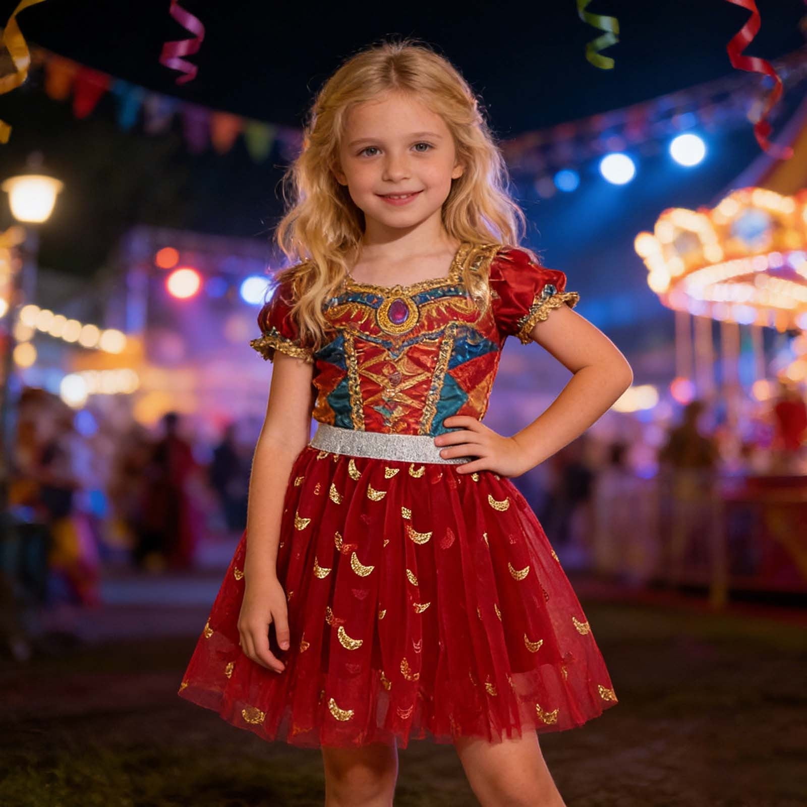 Kids Girls' Moon & Star Sequin Mesh Tutu Skirt - Carnival Dance Party ...