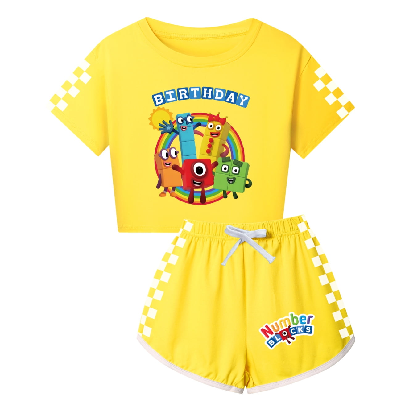 Kids Girls Number Block Letter Cartoon Graphics Printed Costume ...