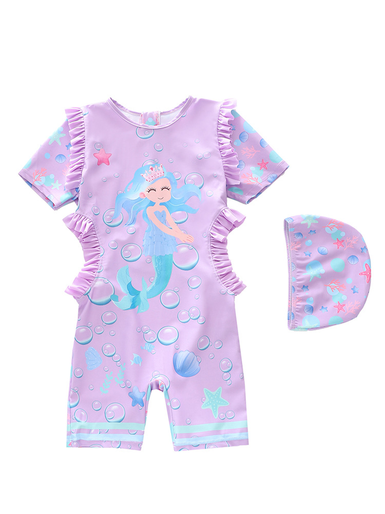 Kids Girls' One Piece Mermaid Swimsuit with Ruffle Trim UPF 50+ Sun ...