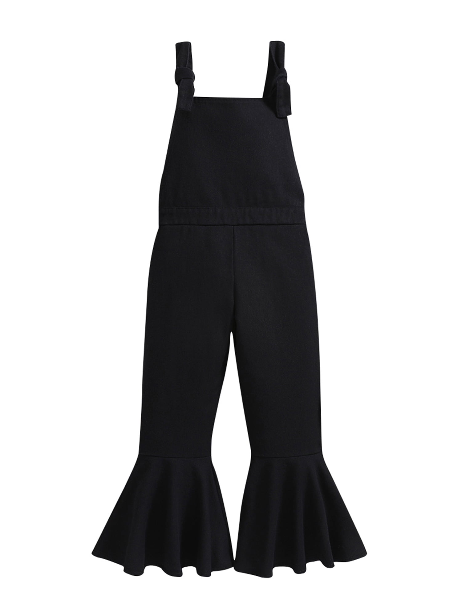 Kids Girls One Piece Romper Jumpsuit Sleeveless Halter Solid Color Bell ...