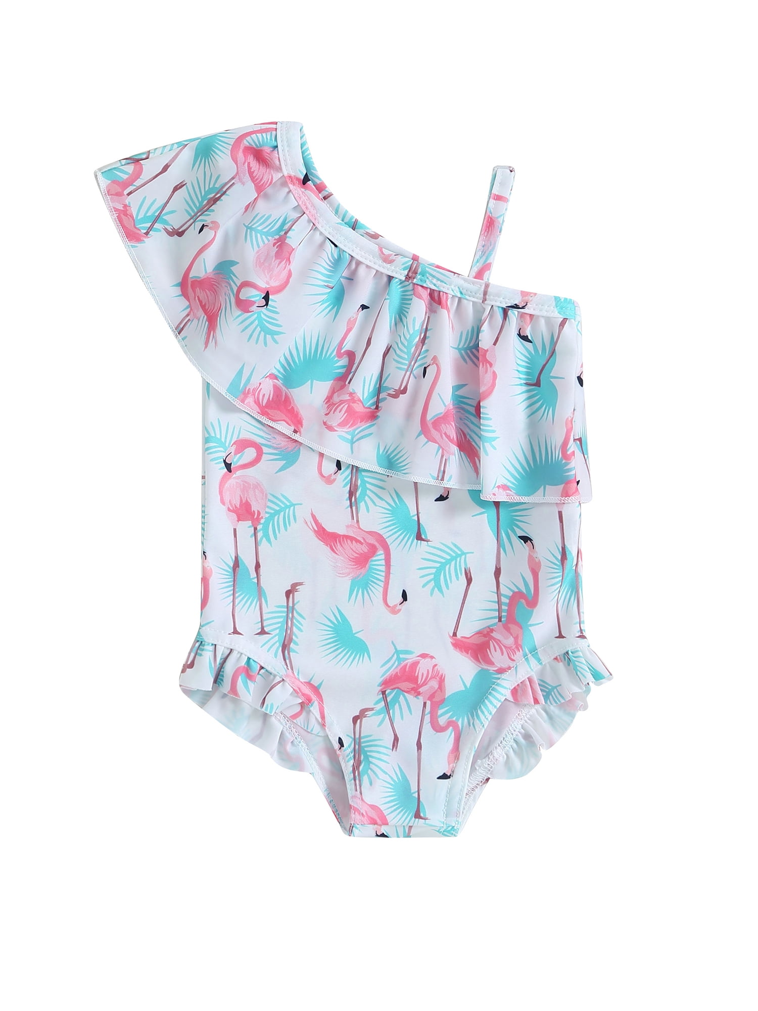 Kids Girls One Piece Swimsuit Litttle Girls Sleeveless One Shoulder ...