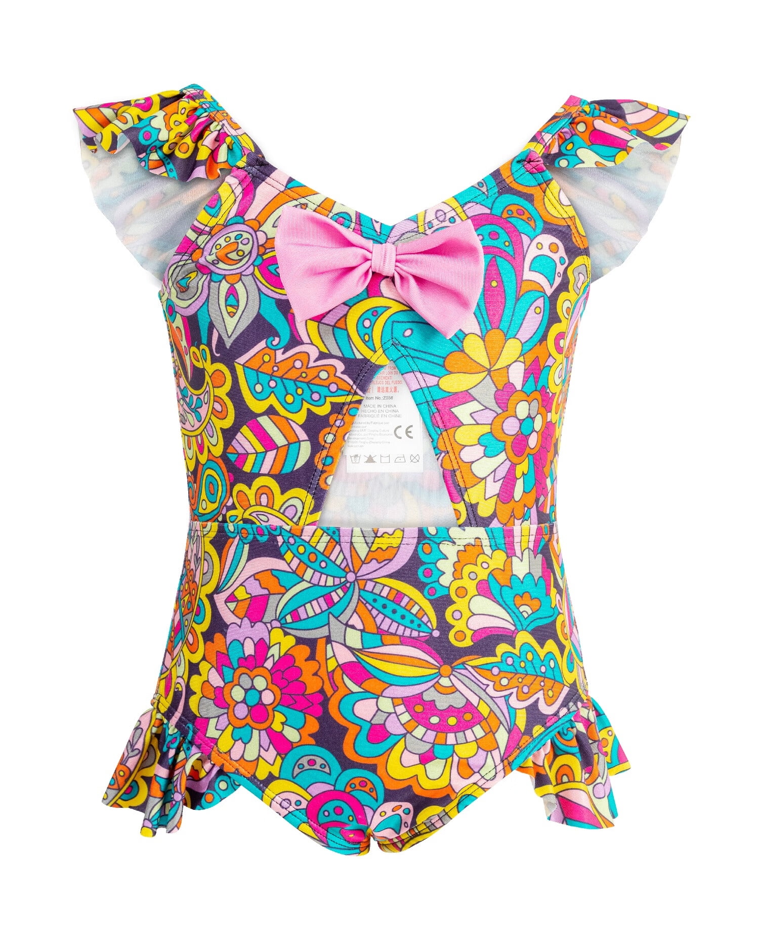 Kids Girls One Piece Swimsuit Vintage Printed Swimming Bathing Suit 4 ...