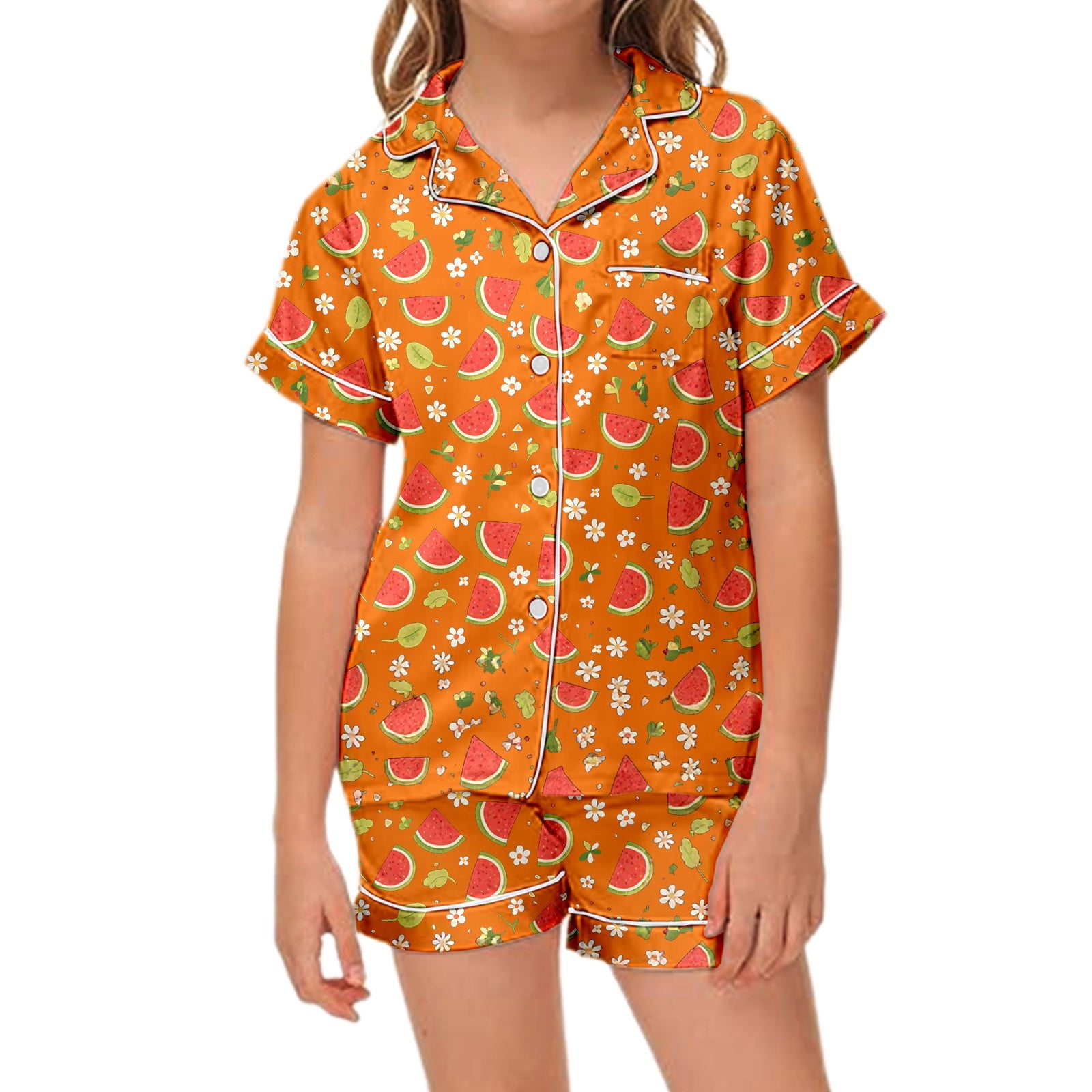 Kids Girls' Pajama Sets Cartoon Button Down Tops Set Pjs Sleepwear ...