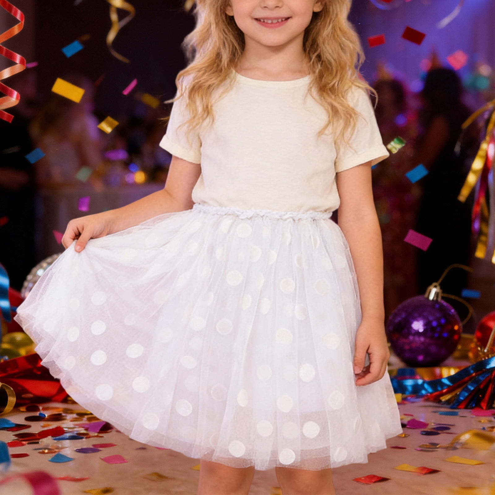 Kids Girls' Polka-Dot Mesh Tutu Skirt - Carnival Dance Party ...