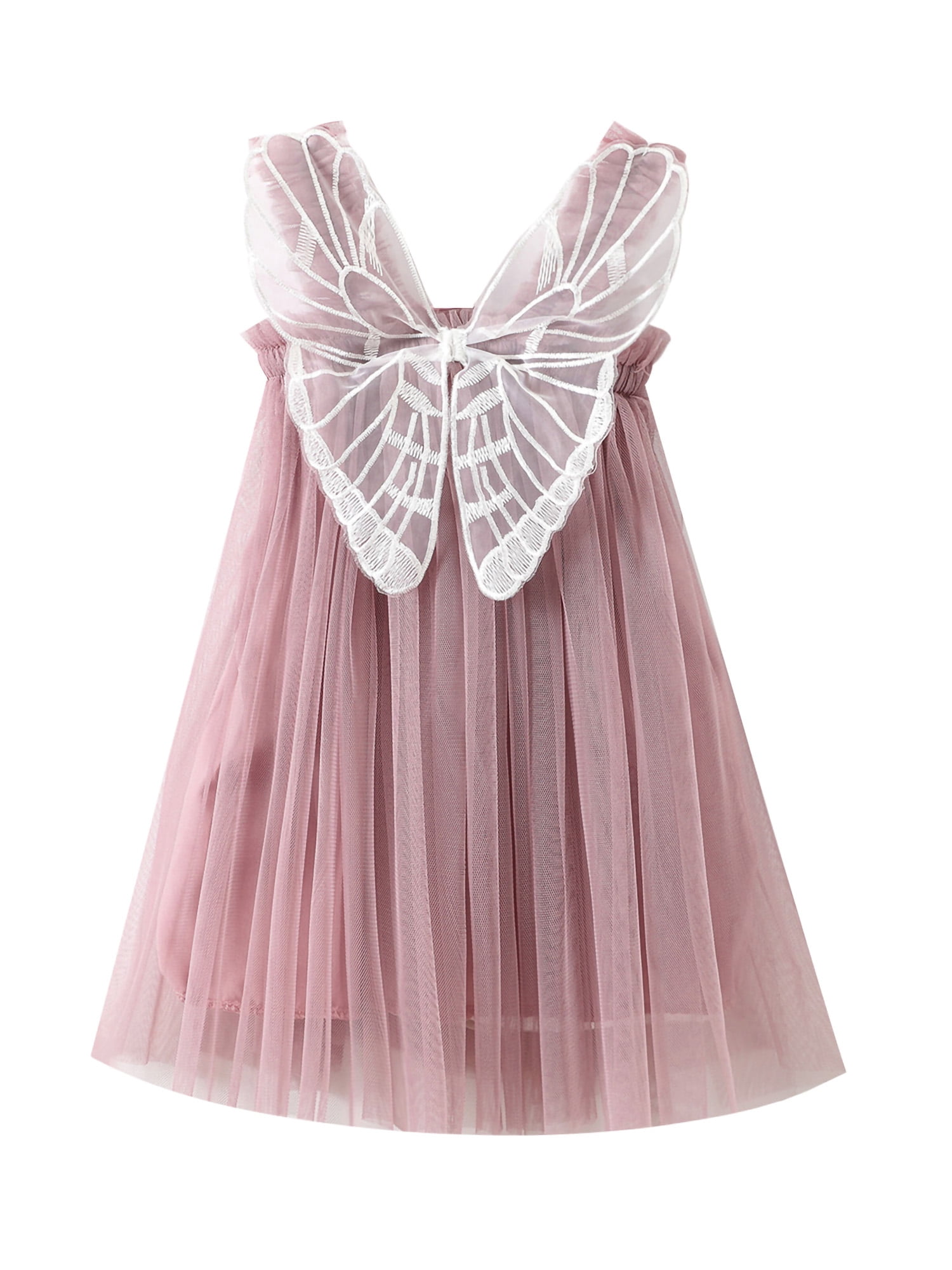 Kids Girls Princess Dress, Sleeveless Butterfly Shape Mesh Decoration ...