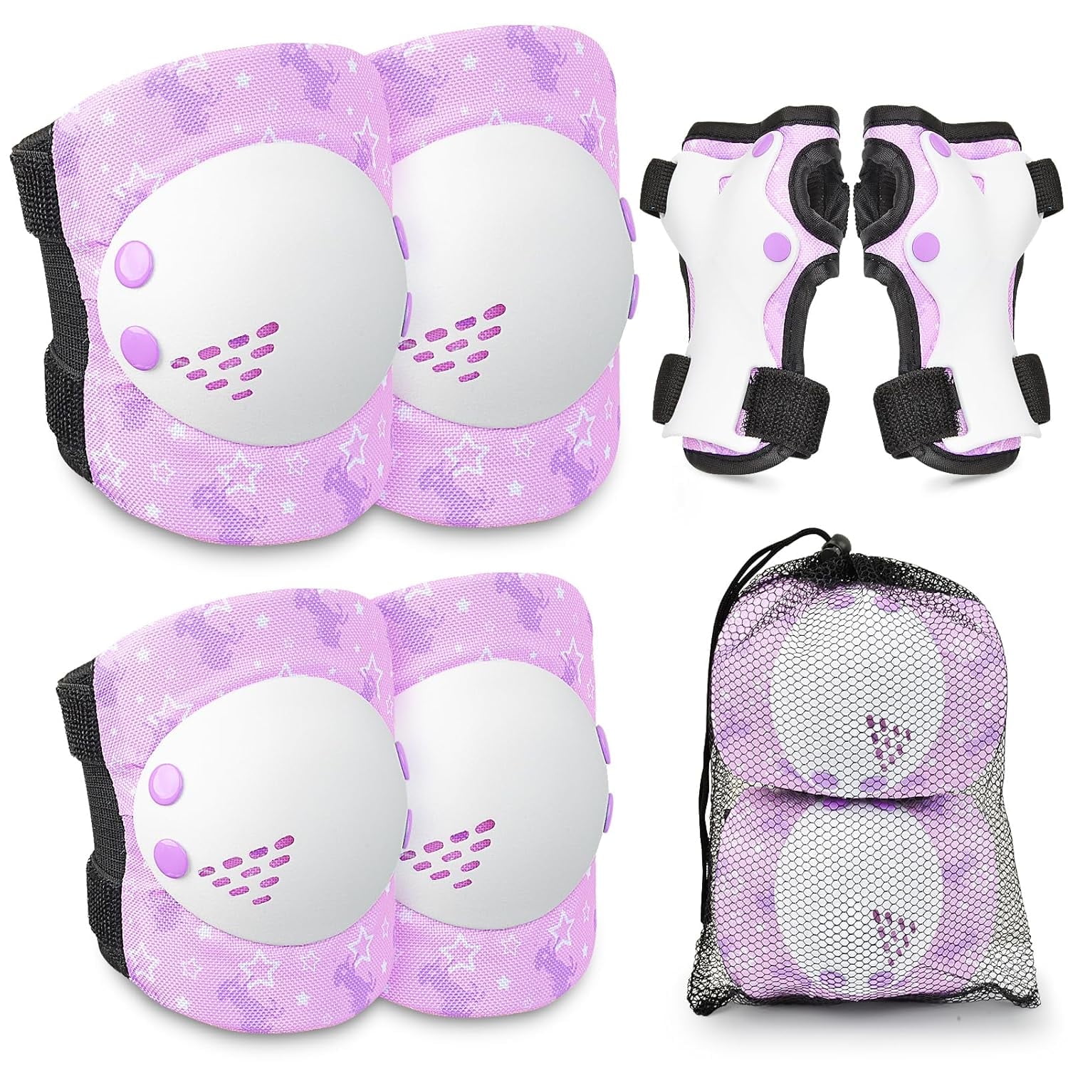 Kids Girls Protective Gear Set - Adjustable Knee Pads and Elbow Pads ...
