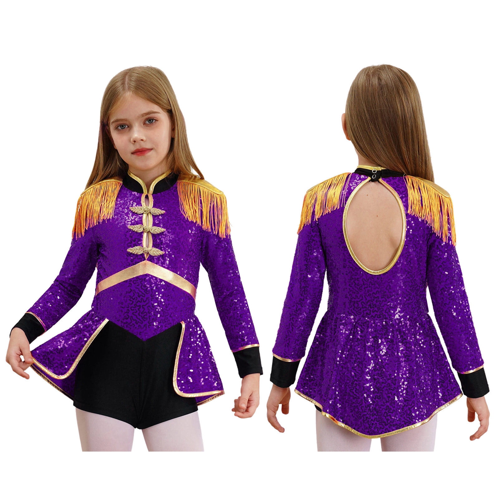 Kids Girls Ringmaster Circus Marching Band Team Uniforms Halloween ...