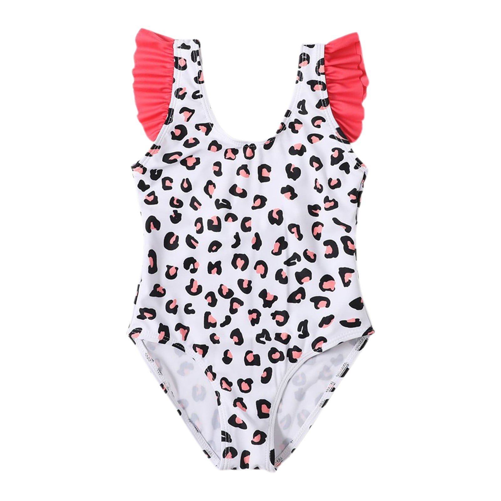 Kids Girls Ruffle Swimsuit One Piece Swimsuits Ruffle Floral Leopard ...