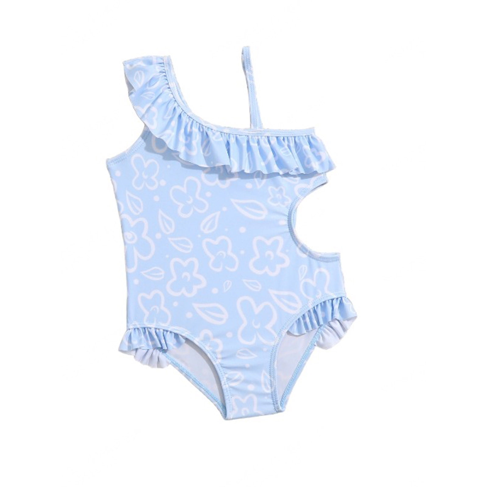 Kids Girls Ruffle Swimsuit One Piece Swimsuits Ruffle Floral Ruffled ...