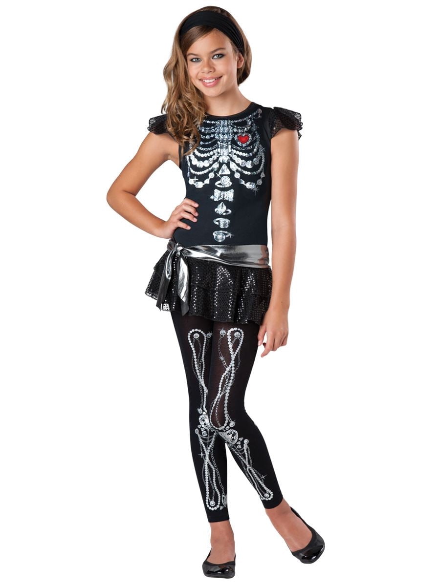 Kids Girls Skeleton Bling Tween Scary Costume - Walmart.com