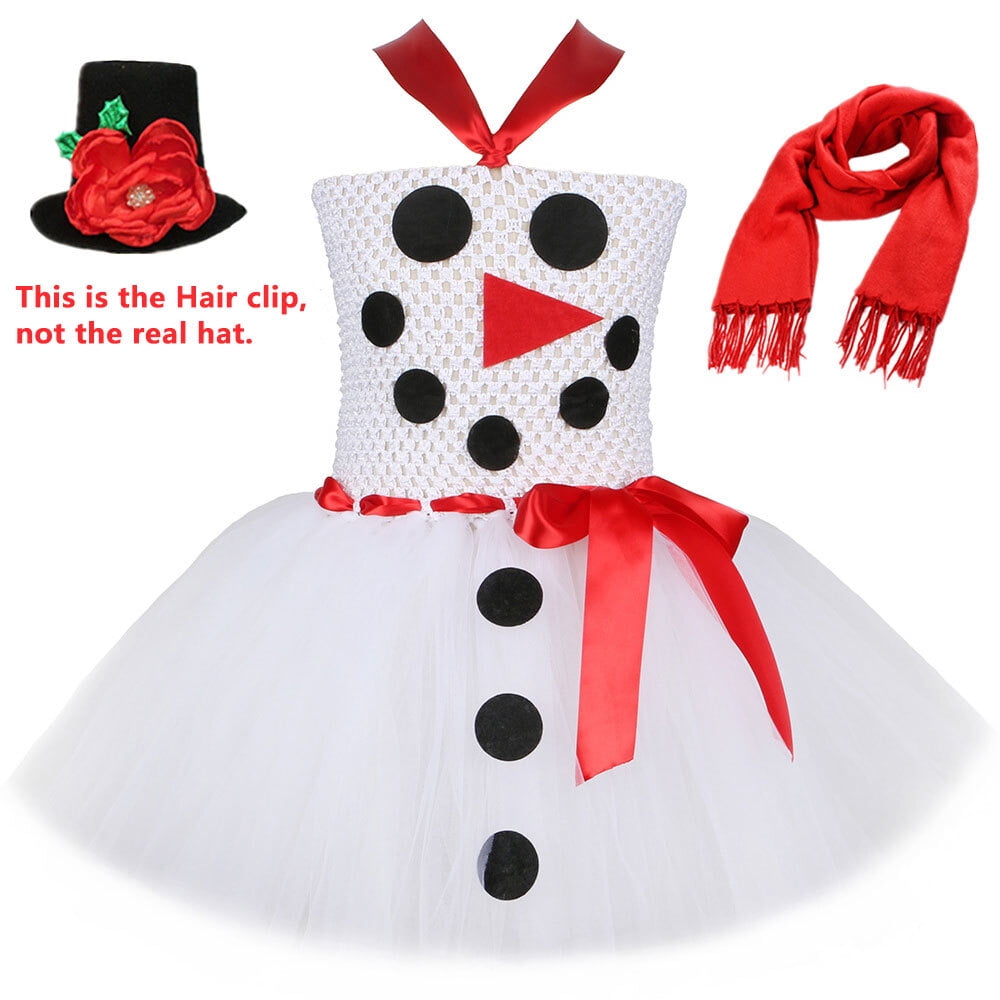 Kids Girls Snowman Costume Tutu Dress Halloween Christmas Dress Up ...