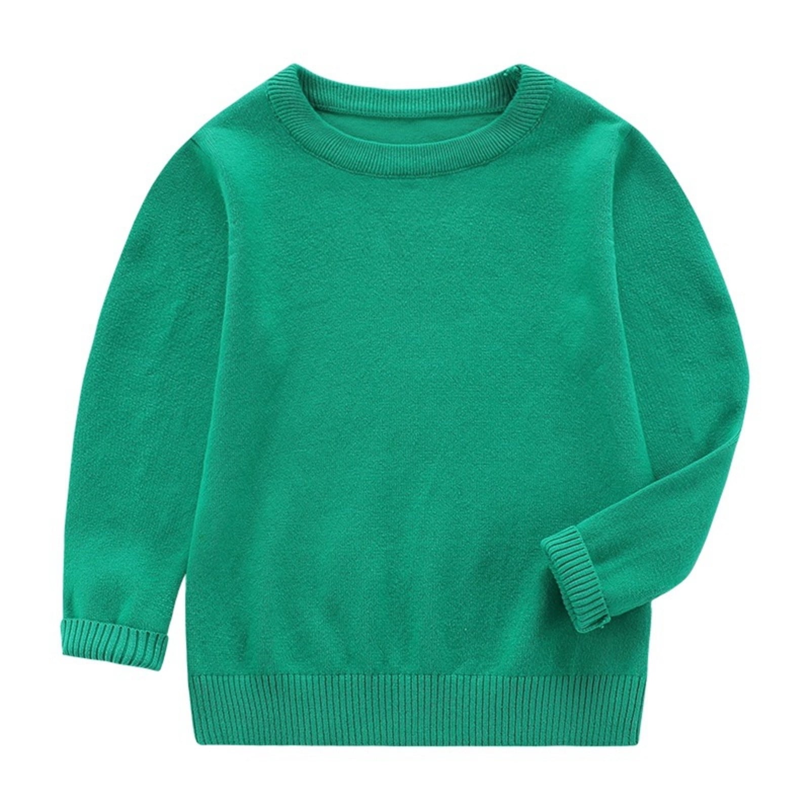 Kids Girls Solid Long Sleeve Knit Sweater Round Neck Top for Ages 2-12 ...
