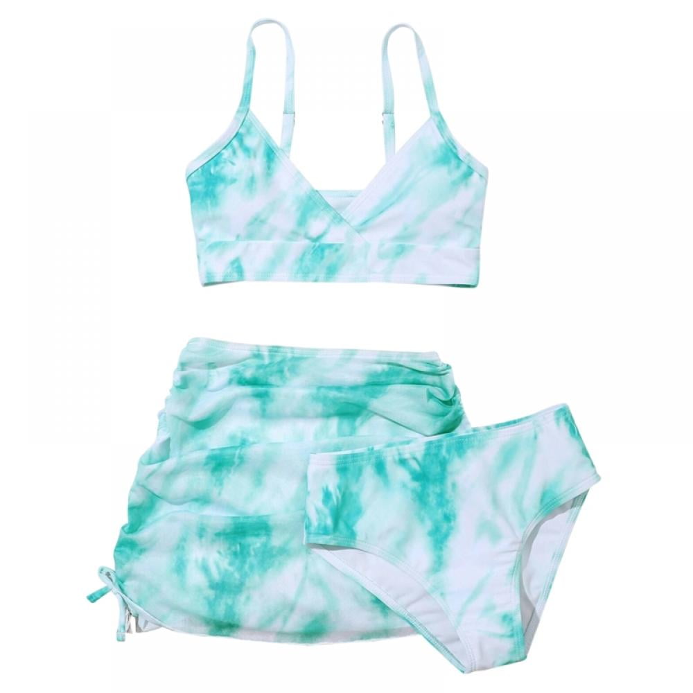 Kids Girls Split Swimsuit 3-Piece Bathing Suit Beach Bikini Sets ...