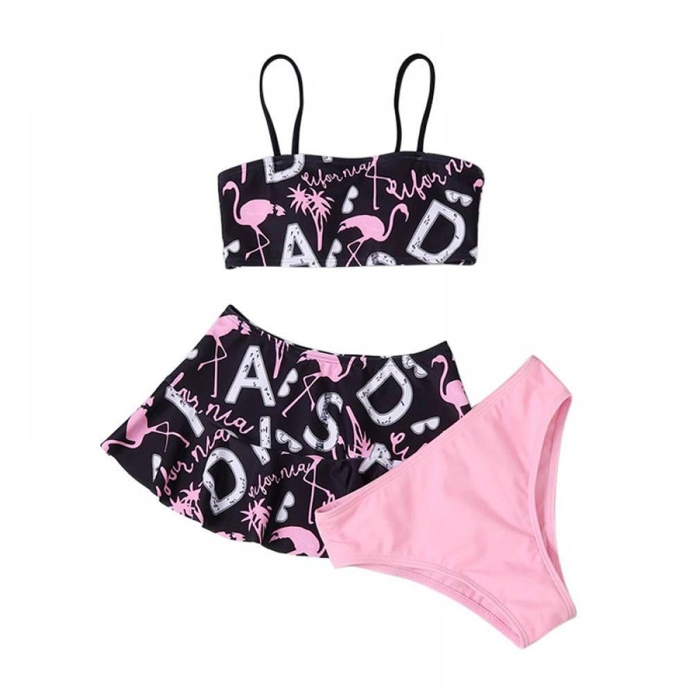 Kids Girls Split Swimsuit 3-Piece Bathing Suit Beach Bikini Sets ...