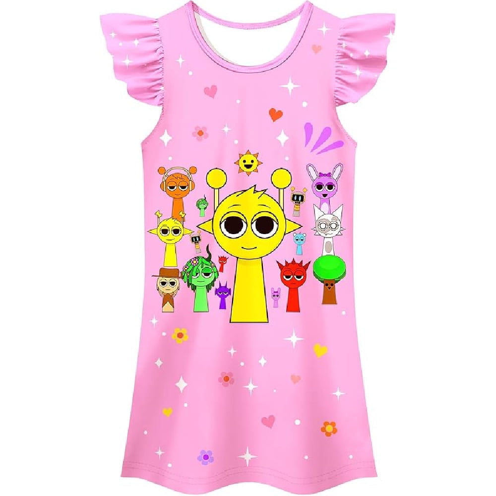Kids Girls Sprunki Dress Gown Toddlers Music Game Playwear Merch ...