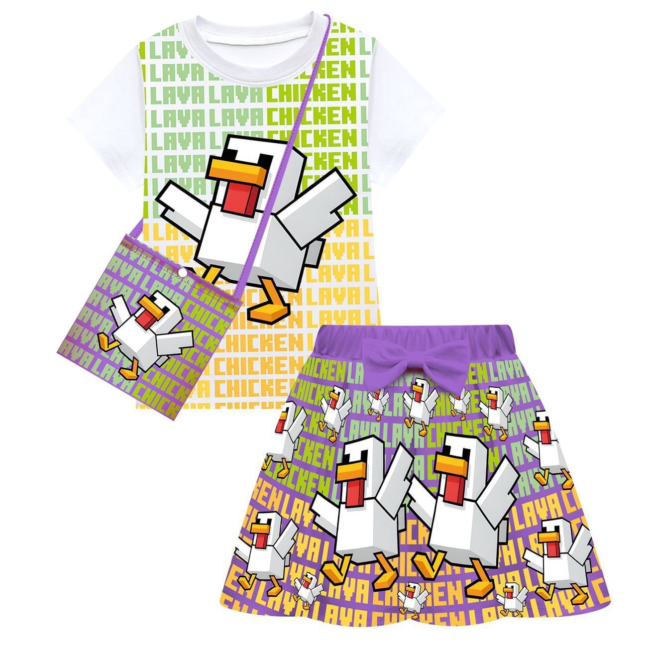 Kids Girls Steve's Lava Chicken Anime Cartoon Graphics Printed Costume ...