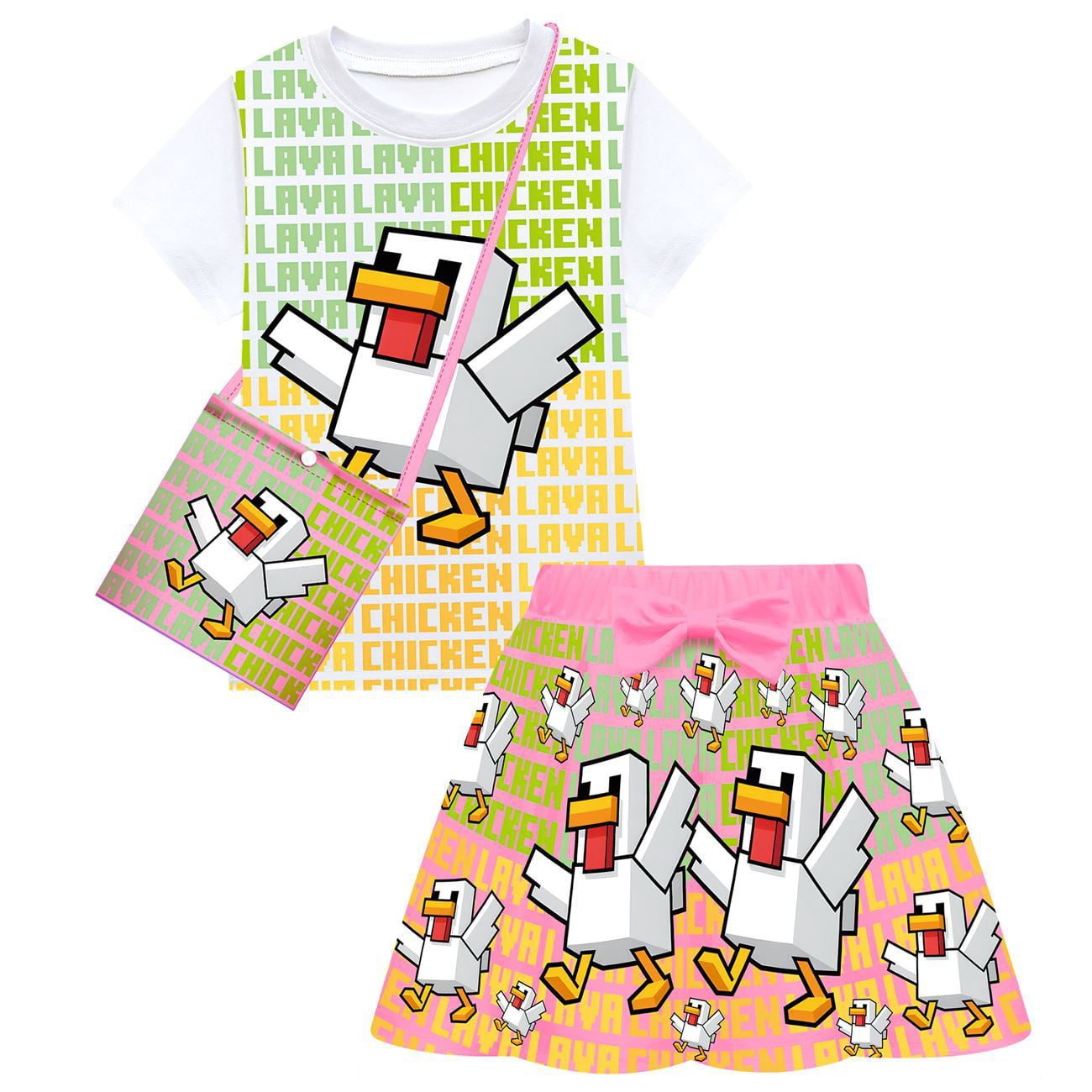 Kids Girls Steve's Lava Chicken Anime Cartoon Graphics Printed Costume ...