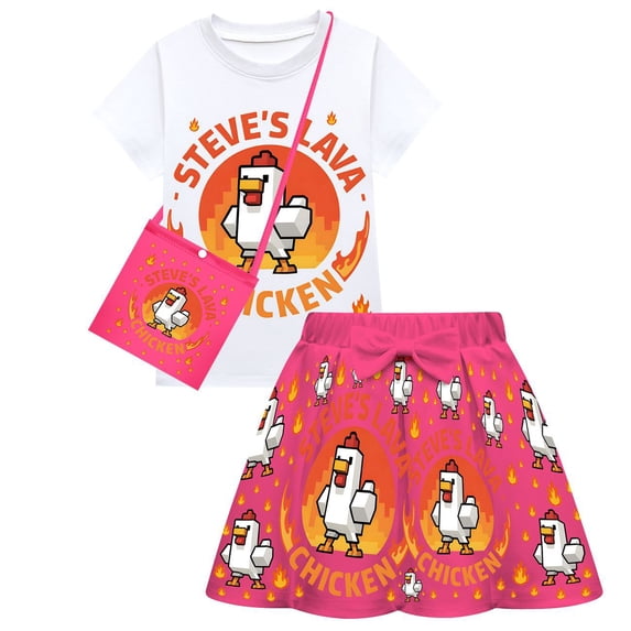 Kids Girls Steve's Lava Chicken Anime Cartoon Graphics Printed Costume ...
